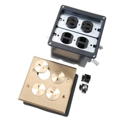 Pass & Seymour Slater Brass 2-Gang Floor Box w Tamper-Resistant Outlet ...