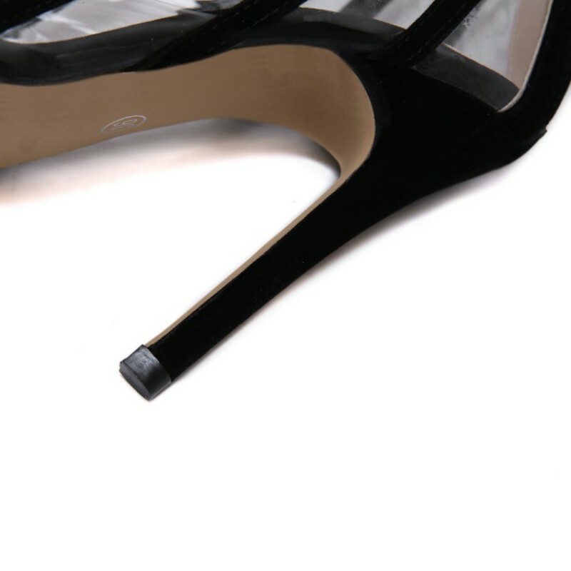 Women's Pointy Toe Hollow Out High Heels Evening Transparent PVC ...