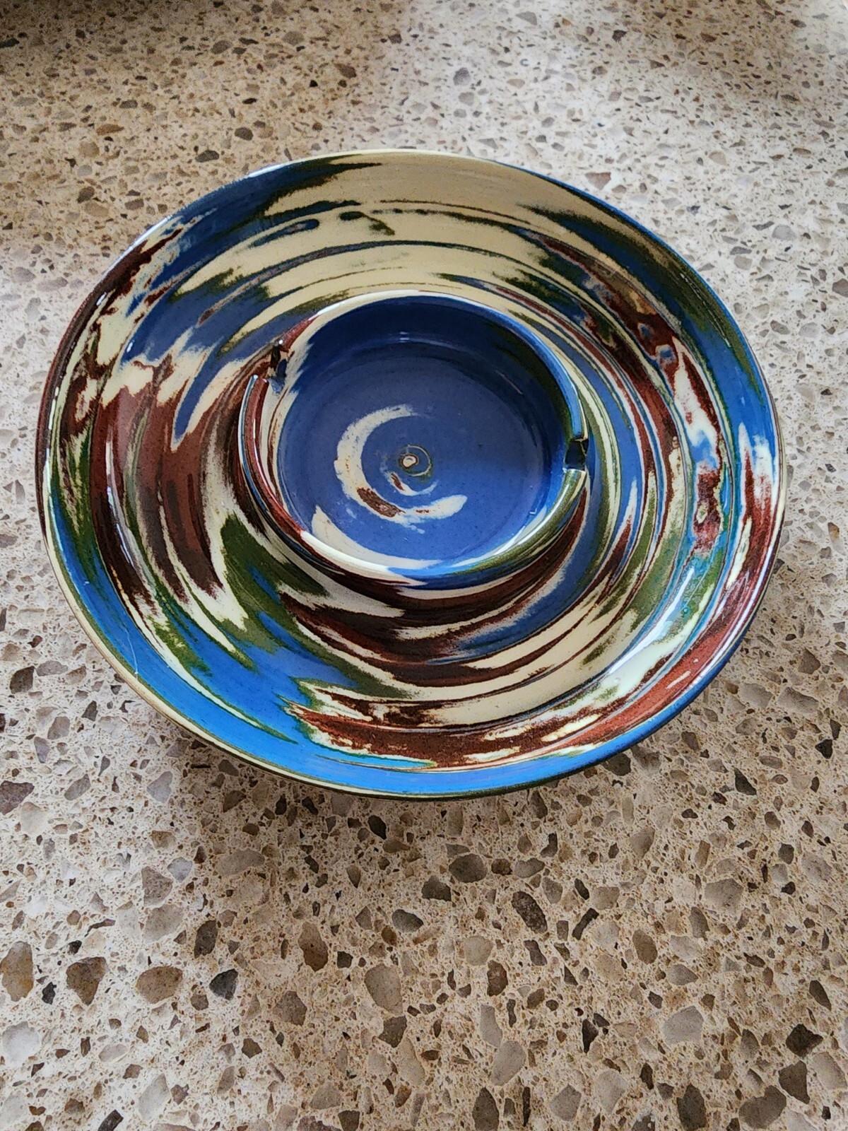 Large Desert Sands Swirl Pottery Colorful Ashtray - Brown, Yellow ...