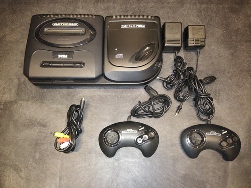 Sega CD Console TESTED!! System, 2 Controllers, Wiring! Plug in and ...