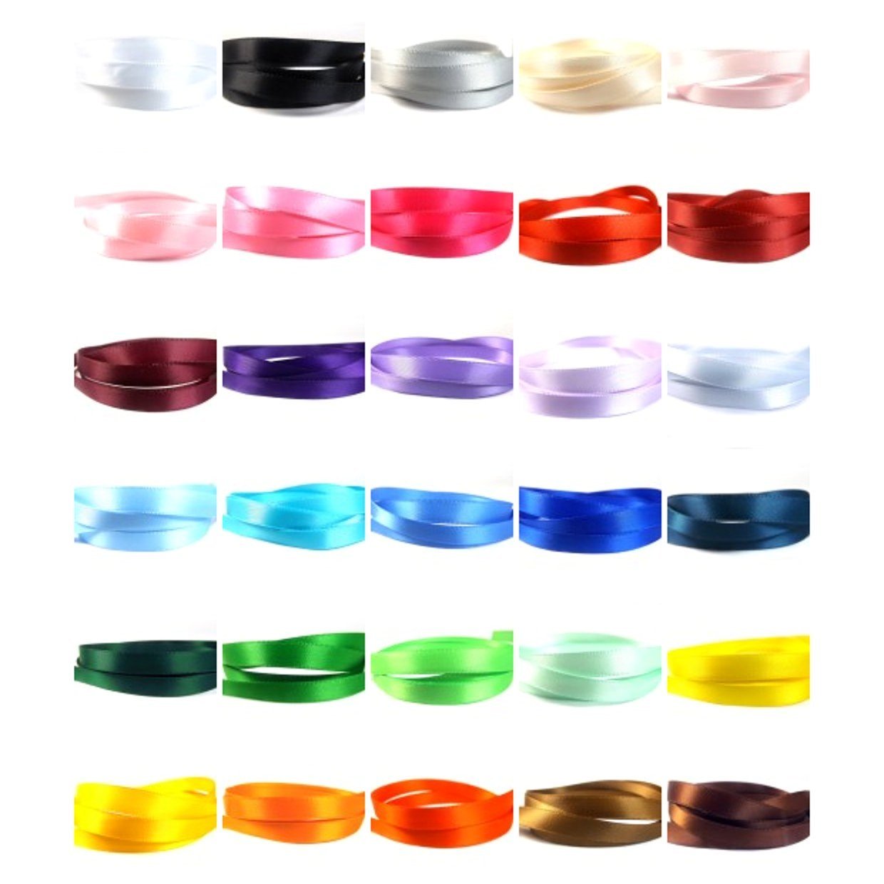 Plain Satin Ribbon Mixed Multipack Polyester - 30 Colours - Widths 3mm ...