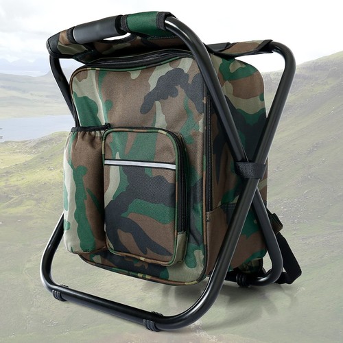 Fold Stool Backpack Cooler Bag Collapsible Camping Fishing Chair Beach ...