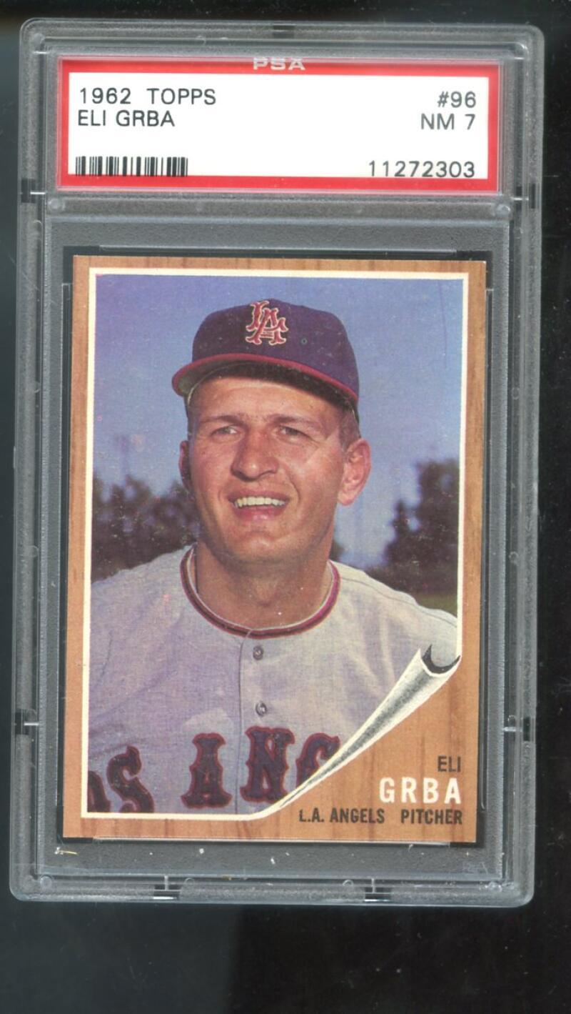 1962 Topps #96 Eli Grba PSA 7 Graded Baseball Card MLB NM Los Angeles ...