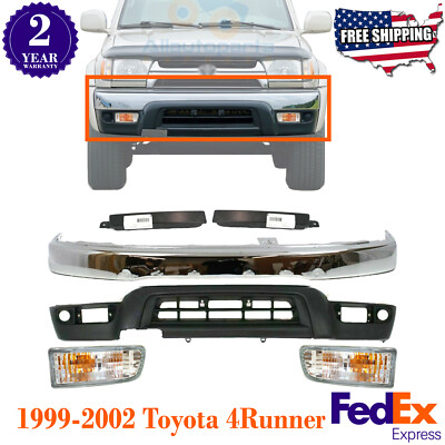 Front Chrome Bumper + Valance + Fillers + Fog Light For 1999-2002 ...