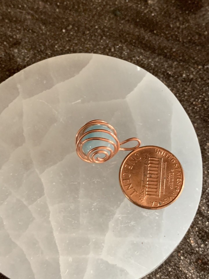 Cute Wire Wrapped genuine Aquamarine Sphere Pendant | eBay
