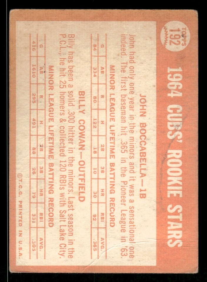 1964 Topps Baseball Card #192 Rookie Stars Chicago Cubs | eBay