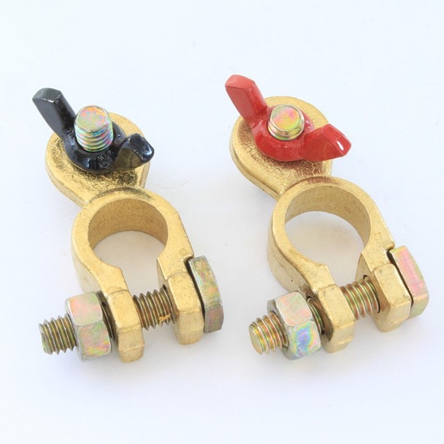 Heavy Duty Car Battery Terminal Connector Positive Negative 12V Brass ...