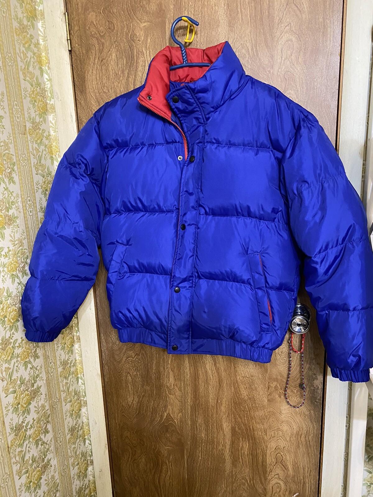 Lands End Men's Goose Down Winter Coat Jacket Size S 34-36 Blue:red | eBay