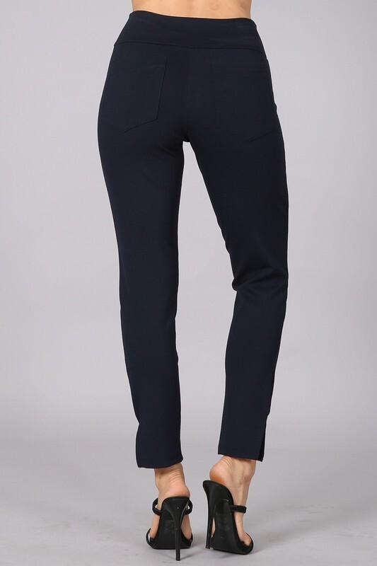 Chatoyant Plus Size Crop Capris with Side Split Navy 3XL | eBay