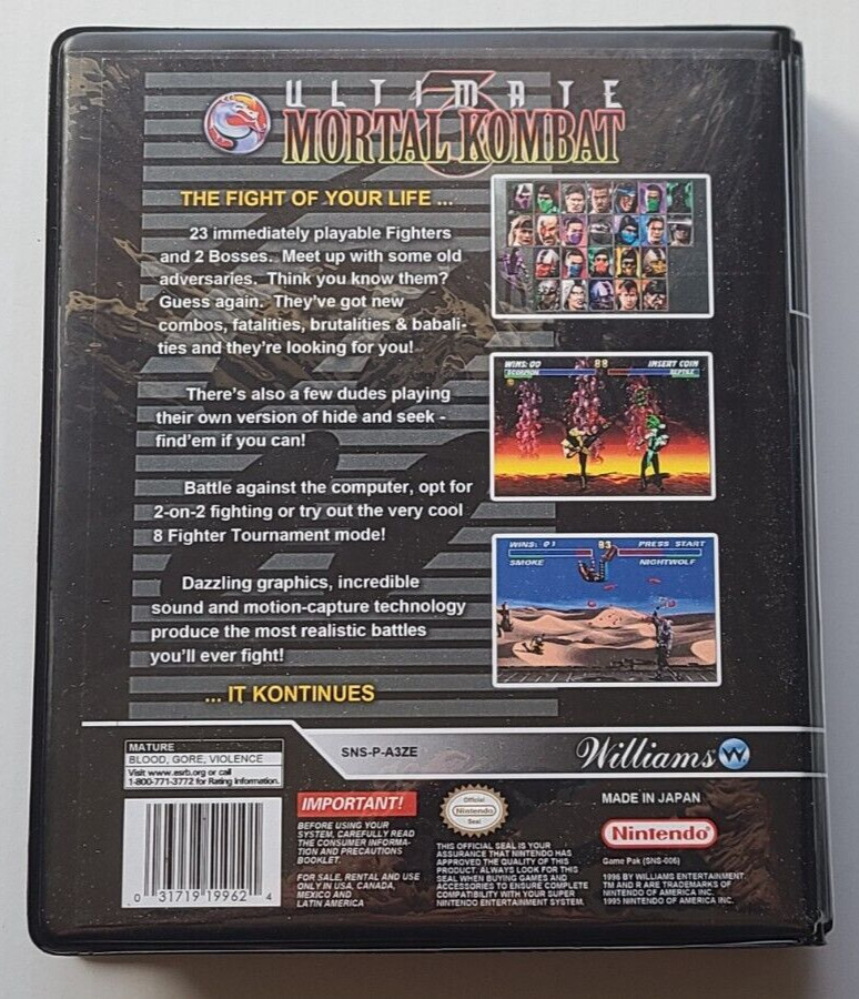 Mortal Kombat 3 Snes Box