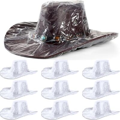 Lasnten 10 Pcs XL Cowboy Hat Cover Plastic Waterproof Hat Protector ...
