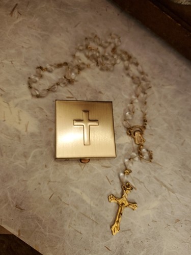 Vintage Miniature Rosary Box Cross w/ Small Rosary & Red Pouch AG | eBay