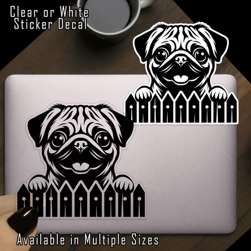 Peeking Pug Dog Vinyl Decal Sticker Indoor Outdoor 4 Sizes | eBay