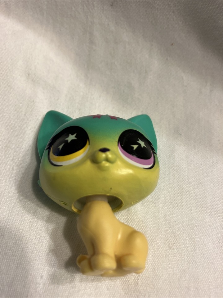 lps littlest pet shop Fox Yellow Body/ Green Head Star Eyes Yellow Eye ...