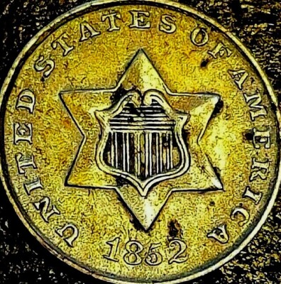 1852 USA Three Cent Silver Coin - "Trime" - XF+ Details - 750 Silver ...