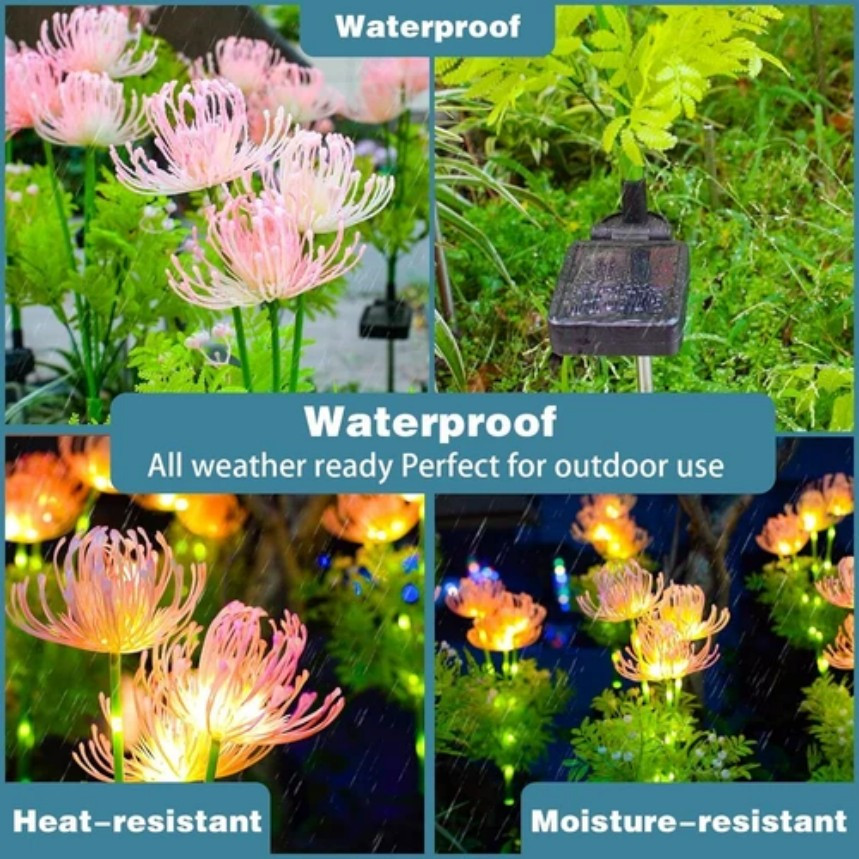 Solar Garden Lights Flower Outdoor Waterproof LED Flower Stake Lamp ...