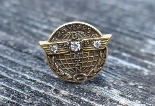 Vintage BOEING 25 Year 1/10-10k & Diamond Employee Service Pin Tie-tac ...