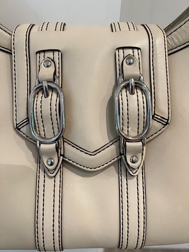 Cole Haan Ivory Trinity Leather Shoulder Bag Purse Silver Hardware ...