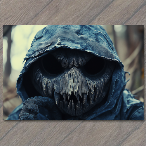 Art Print Hooded Monster With Wooden Face Sharp Teeth Dark Forest ...