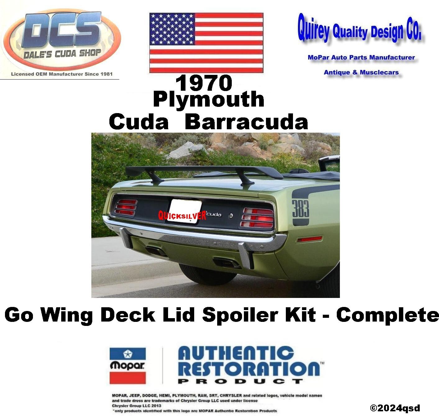 1970 Plymouth Cuda Barracuda Go Wing Spoiler Complete Kit MoPar USA | eBay