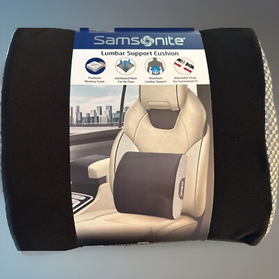Samsonite AUTOMOTIVE LUMBAR SUPPORT CUSHION Premium Memory Foam ...