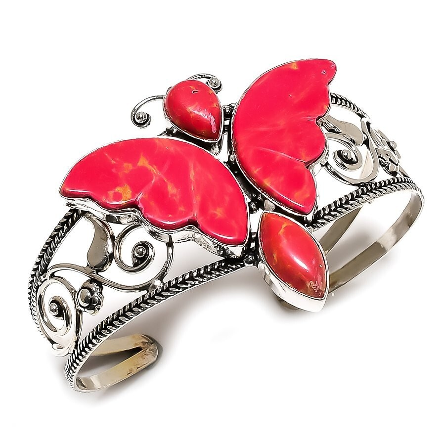 Butterfly - Copper Red Turquoise Gemstone Handmade Cuff Bangle ...