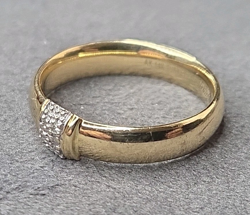 14k Yellow Gold Diamond Band 4mm Wide AK Turkey Ring 1.6 Grams Size 7 ...