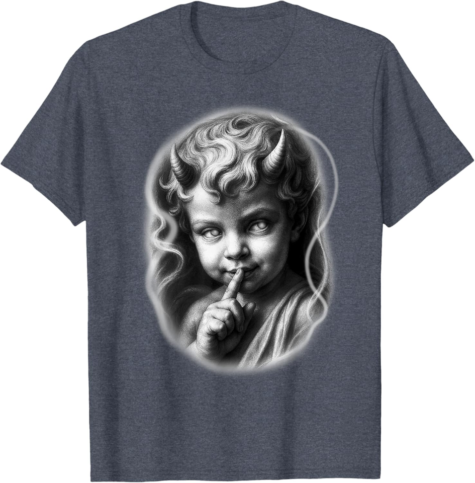 Baby Devil Cherub Demon Shhh Cute Graphic Unisex T Shirt | eBay