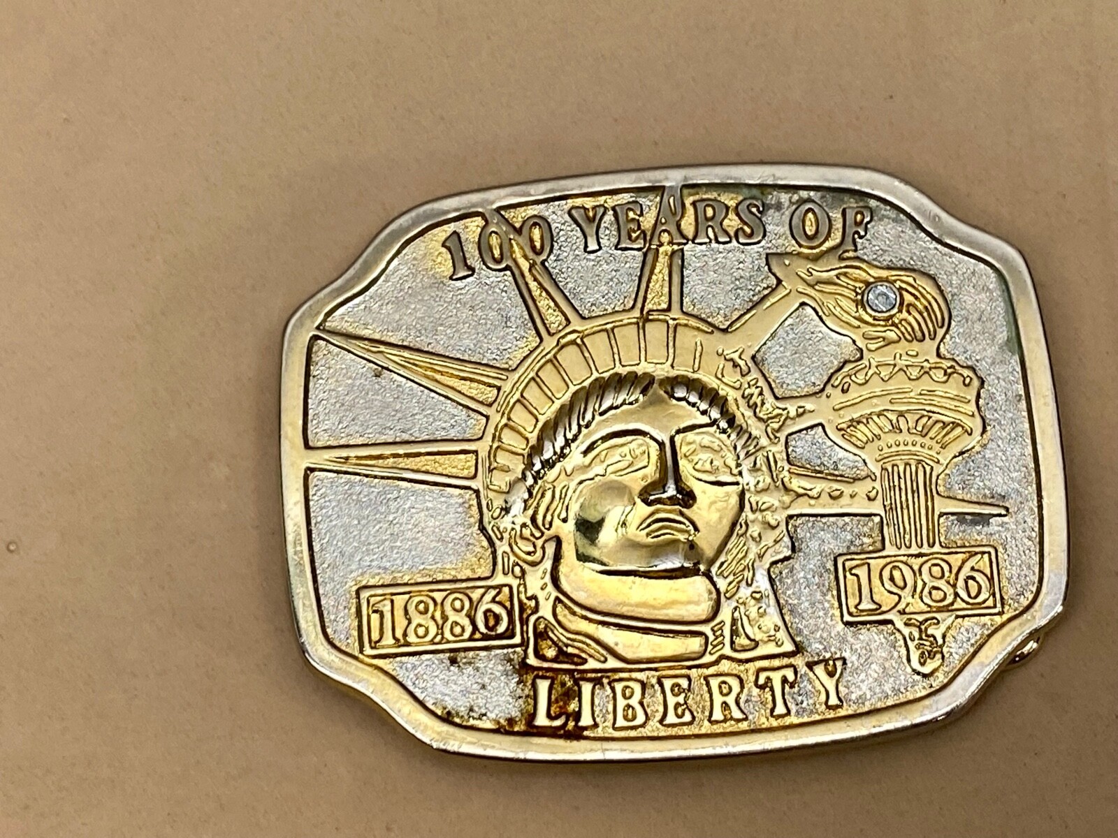 Nyc Statue Of Lady Liberty Gold & Silver Tone Belt Buckle 100 Year ...