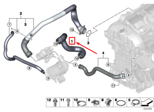 NEW BMW X6 F16, F86 ENGINE COOLANT HOSE 11537649394 7649394 ORIGINAL NO ...