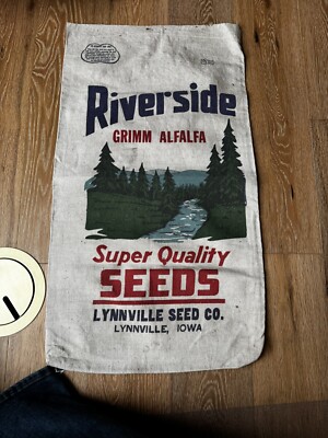 Vintage RIVERSIDE Vernal Alfalfa ‘Super Quality’ SEEDS Bag Sack ...