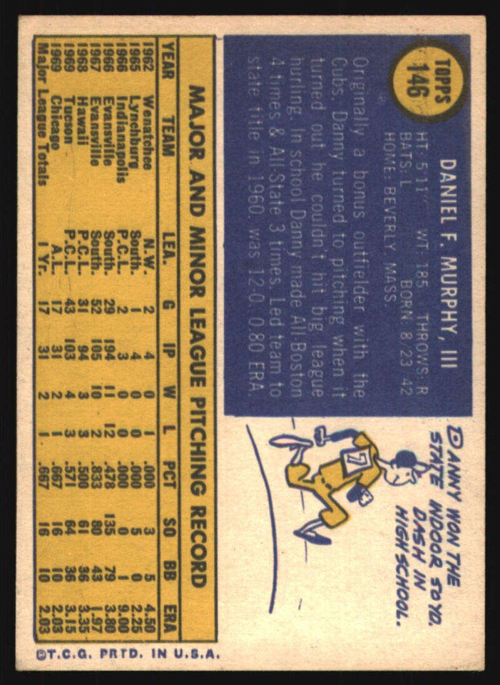 1970 Topps #146 Danny Murphy EX/EX+ White Sox 569395 | eBay