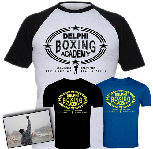 Rocky Balboa Inspired Delphi Boxing Academy Stripes Logo Screen-Printed ...