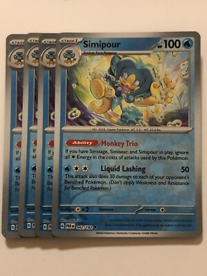 Pokemon Card Paradox Rift 4x Playset Reverse Holographic Simipour 042/ ...