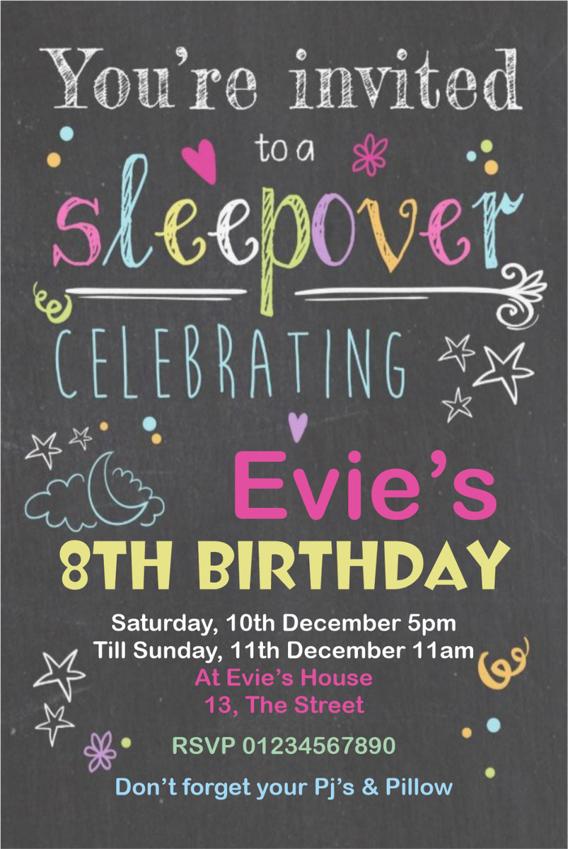 Sleep Over Birthday Party Invitation Template Glamping Birthday