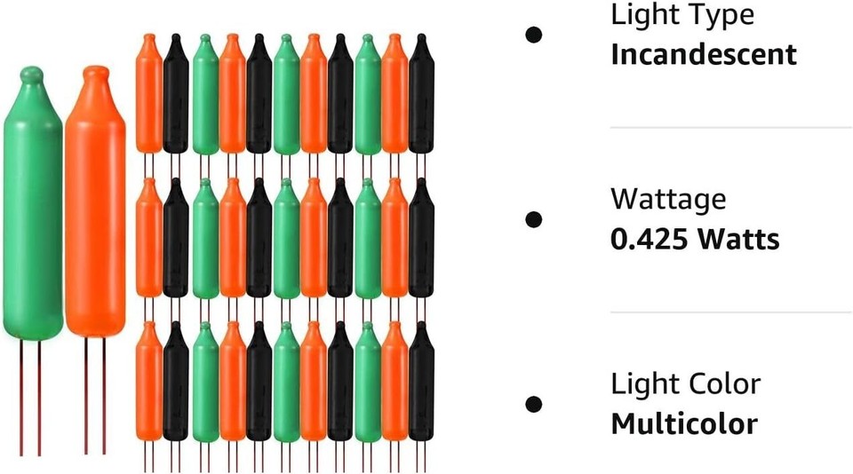 200 Count Mini Incandescent Christmas String Lights 2.5V Replacement ...