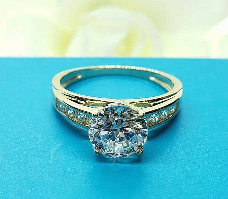 2.50 Ct 14K Solid Gold Trellis Round Engagement Wedding Propose Promise ...