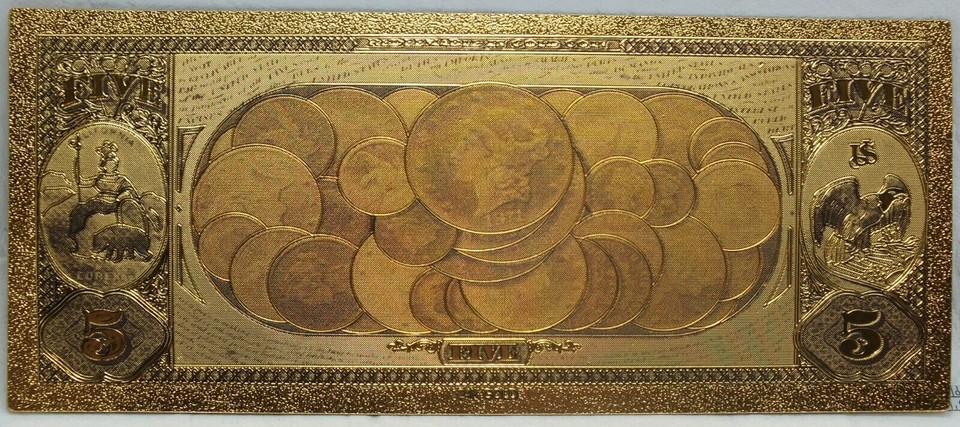 24K Gold-Plated Foil Note Currency Bill Paper Money Novelty Famous Cash ...