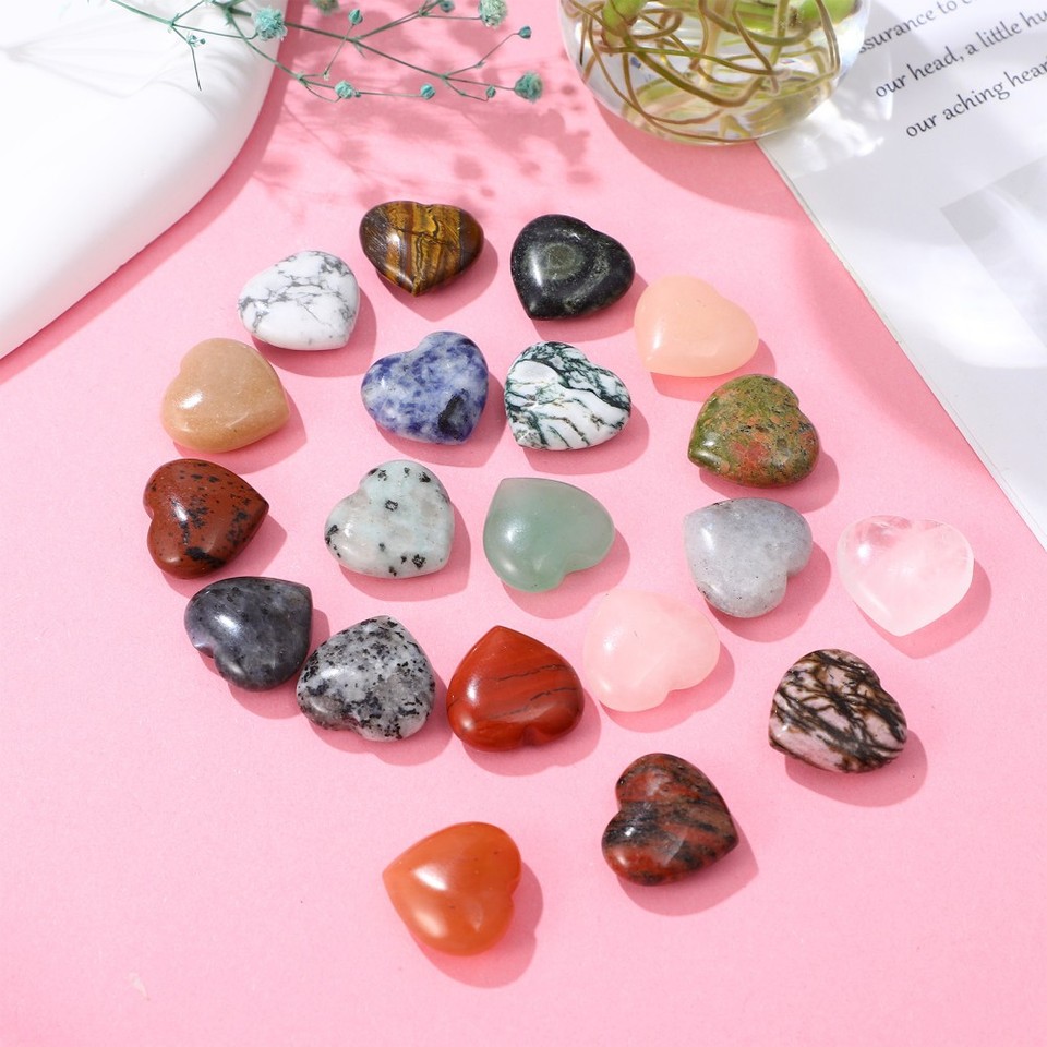 20 Pcs Heart Shaped Crystal Stones Small Love Heart Stones Mini Heart ...