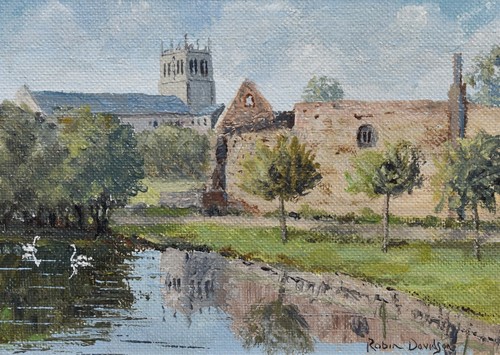Robin Davidson Original Oil Painting Christchurch Priory Dorset River ...