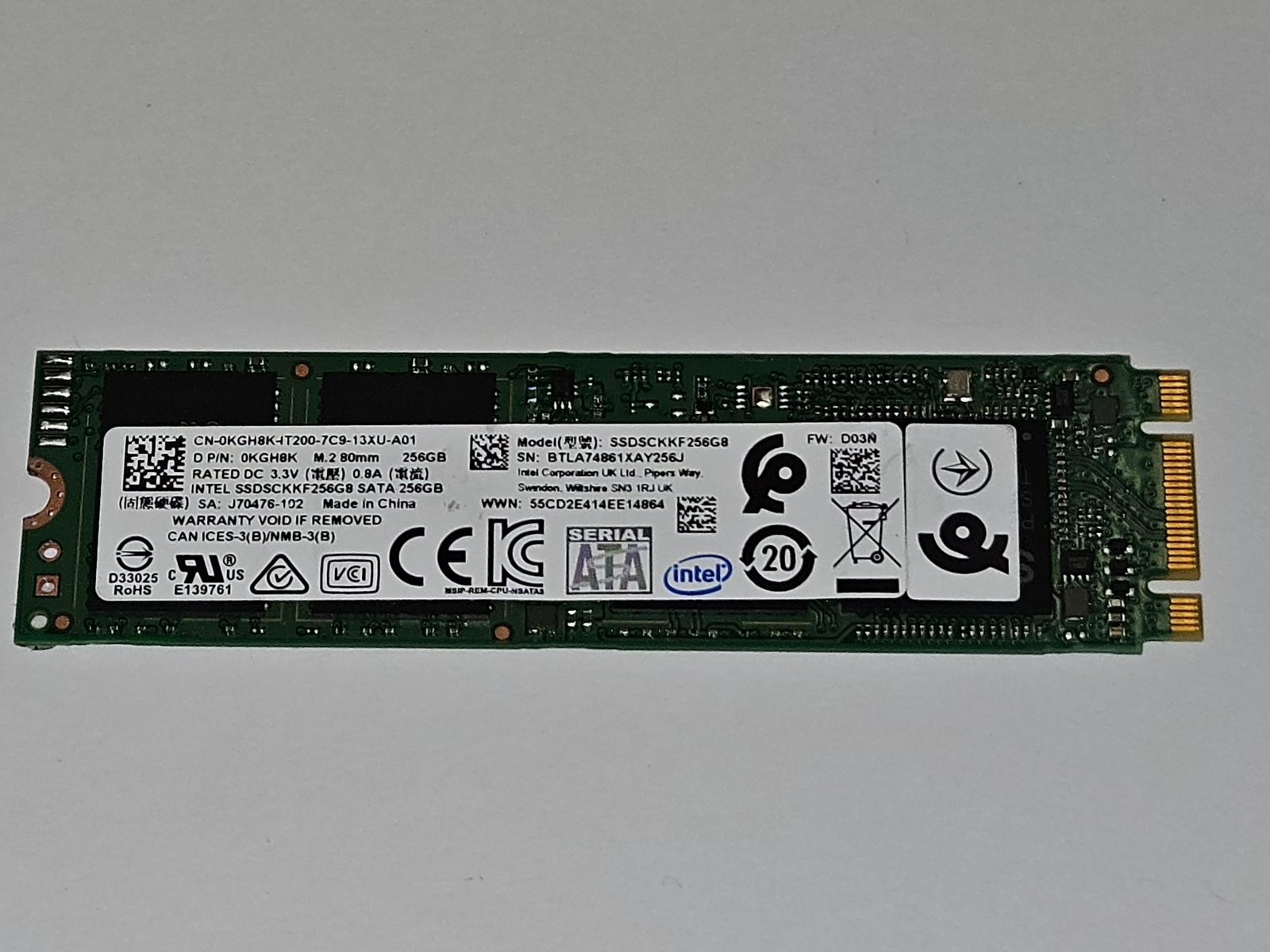Intel 256GB M.2 SATA SSD Internal Solid State Drive SSDSCKKF256G8 Dell ...