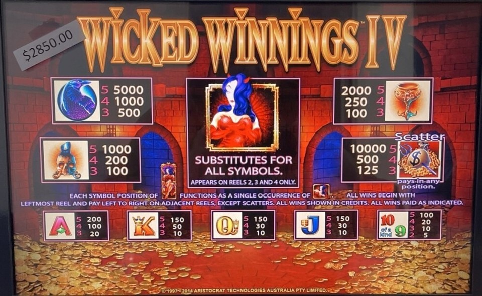 Aristocrat Mk VII Viridian HD "Wicked Winnings IV" Slant Top Video Slot ...