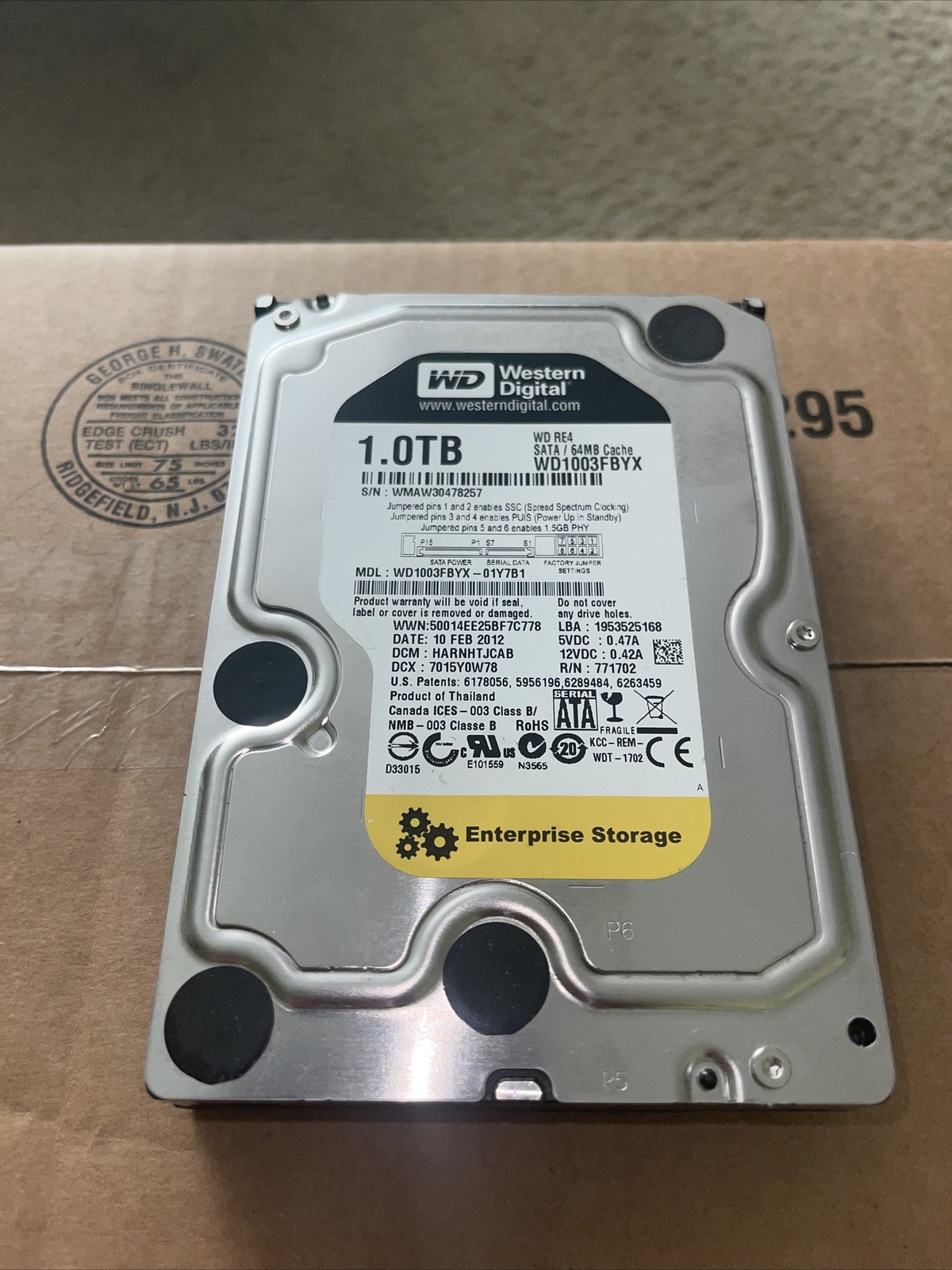 Western Digital Enterprise Storage 1TB 3.5" SATA Hard Drive WD1003FBYX ...