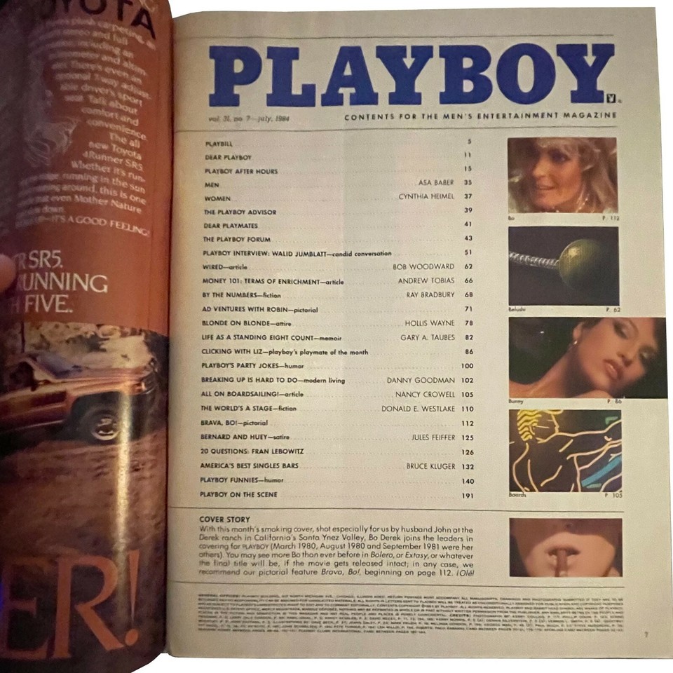 Playboy Magazine July 1984 Bo Derek Cover: Liz Stewart Centerfold: John ...