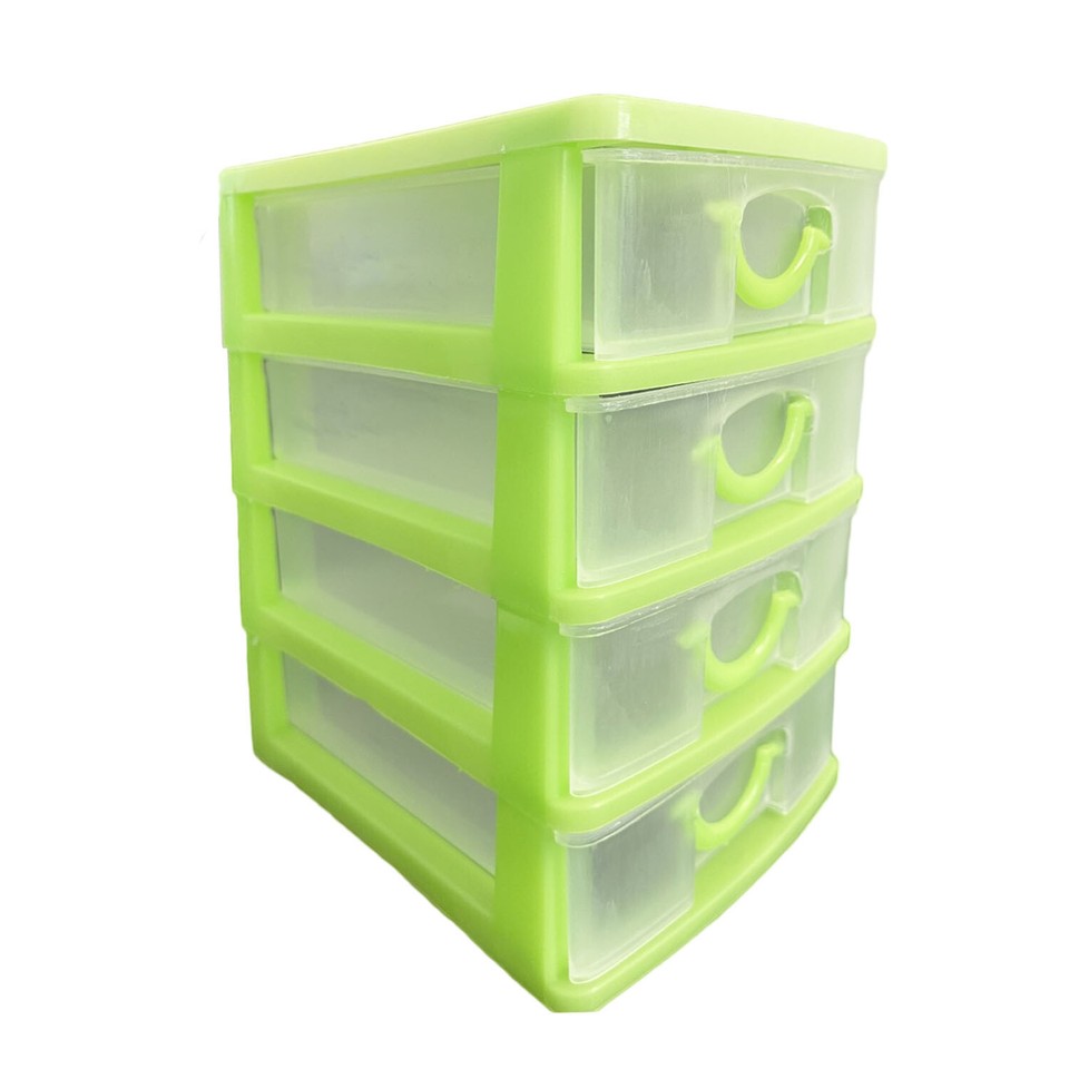2 x 4 Tier Mini Storage Drawers Draw Tower Unit Office School Jewellery ...