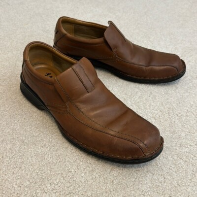 Clarks Men's Escalade Step Slip-On Brown Leather Loafer Sz 12 | eBay