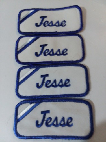Shipping Drop! "Jesse " (4) Cloth Uniform Embroidered Name Tags Bl ...