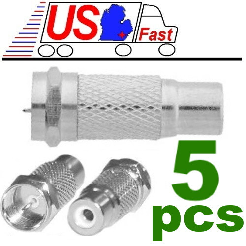 5 Pack - RCA Female Jack to F-Type Male Plug Coax Adapter Radio ...