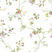 KC28534 Norwall Fresh Kitchens 5 Mini Fruit Trail Pink Green Wallpaper ...