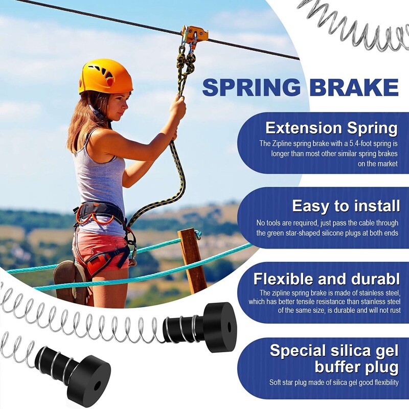 Zipline Spring Brake 165cm Stainless Steel Zip Line Spring Brake Heavy ...